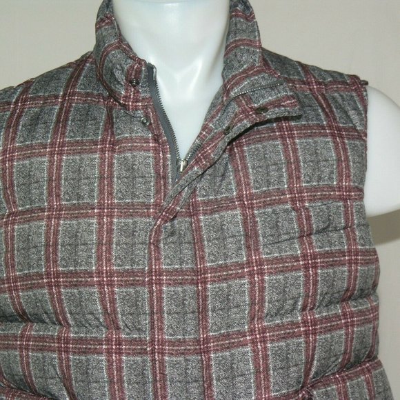 Isaia | Jackets & Coats | Isaia Opallone Quilted Gray Plaid Down Puffer ...